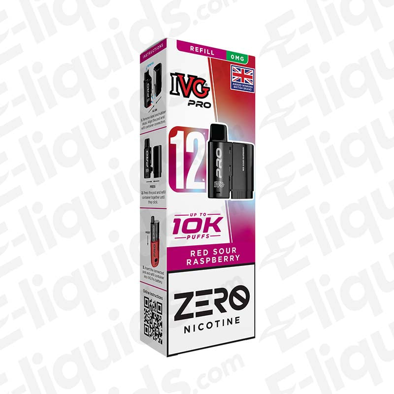 IVG Pro 12 0mg Red Sour Raspberry Prefilled Pod | E-liquids.com