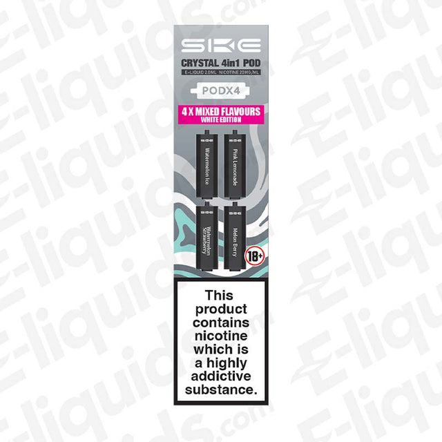White Edition SKE Crystal 4-in-1 Mixed Flavour Prefilled Vape Pods